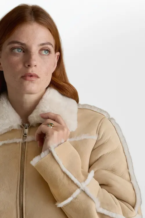 FURNIQ UK Clara Suede Shearling Jacket