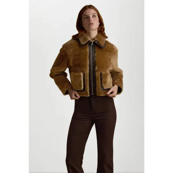 FURNIQ UK Lila Shearling Jacket - Brown