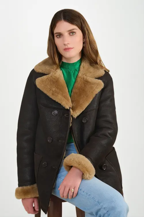 FURNIQ UK Chelsea Shearling Pea Coat