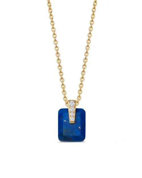 Astley Clarke Gold Vermeil Deco Pendant Necklace - Lapis