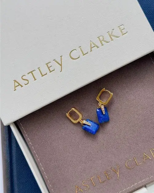 Astley Clarke Gold Vermeil Deco Drop Huggie Earrings - Lapis