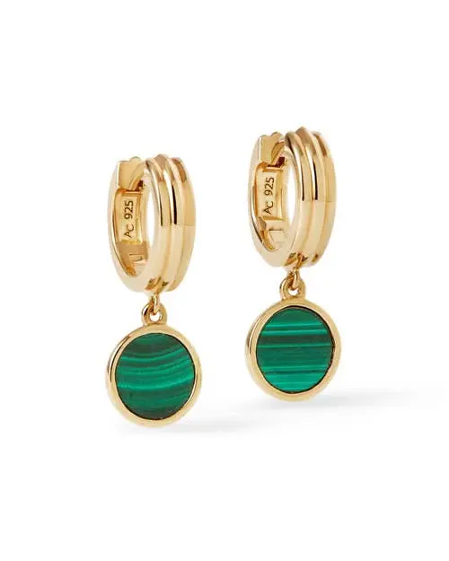 Astley Clarke Gold Stilla Huggie Earrings - Malachite