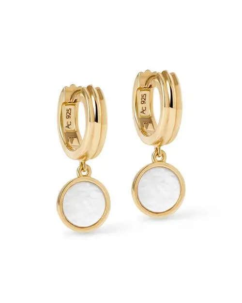 Astley Clarke Gold Stilla Huggie Earrings - Mother Of Pearl