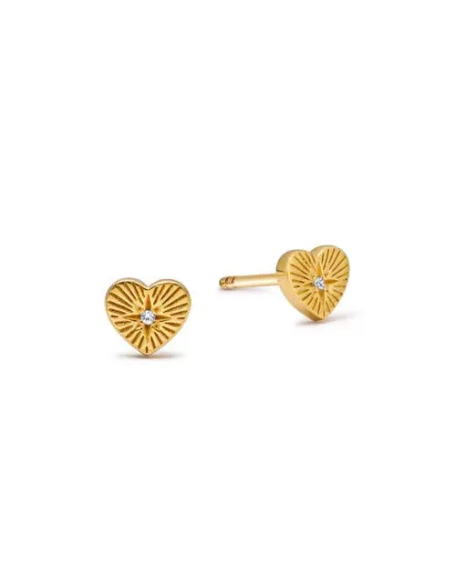Astley Clarke Biography Heart Stud Earrings - Gold