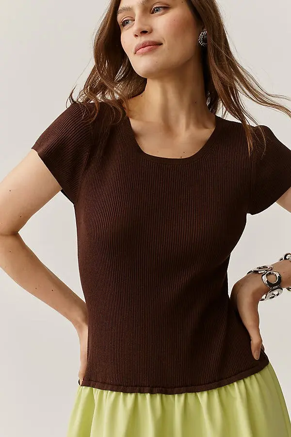 Anthropologie Short-sleeve Twofer Sweater Midi Dress