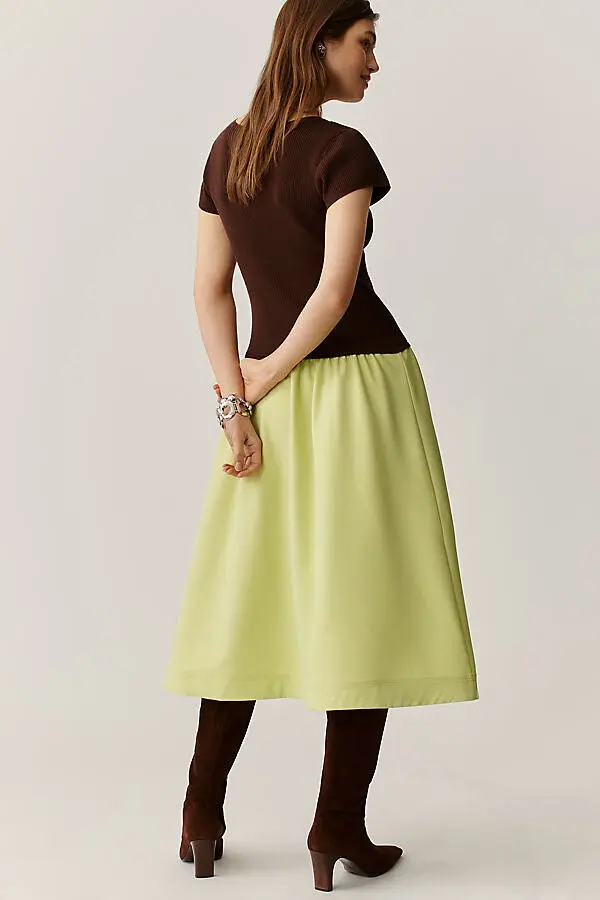 Anthropologie Short-sleeve Twofer Sweater Midi Dress