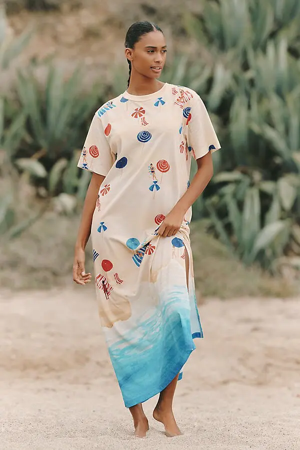 Farm Rio Destination T-Shirt Dress In Sand - 47% Off | Editorialist