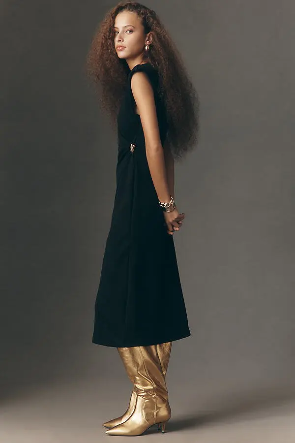 Anthropologie Sleeveless Knit A-line Midi Dress With Hardware