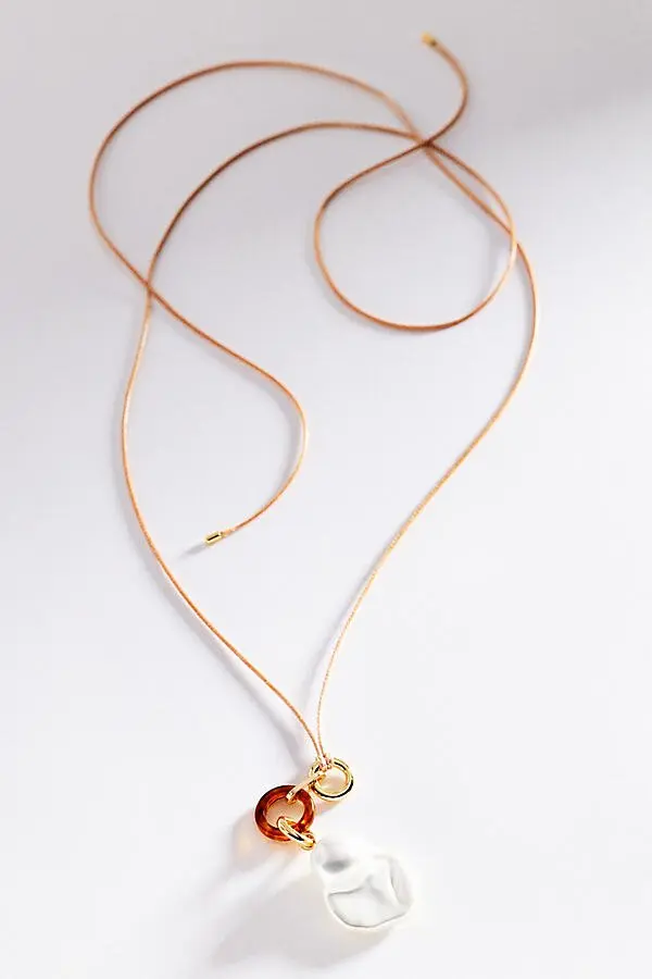 Anthropologie Pearl Stone Pendant Necklace - Taupe