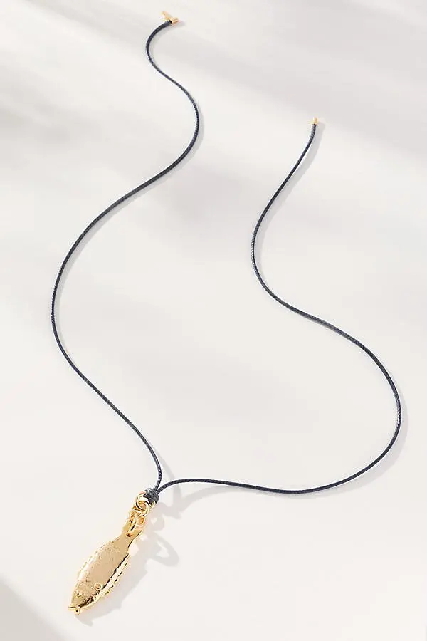 Anthropologie Fish Pendant Necklace - Gold
