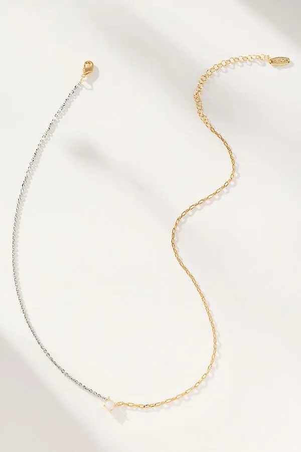 Anthropologie Two-tone Link Necklace - Ivory