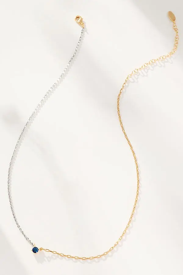Anthropologie Two-tone Link Necklace - Sapphire