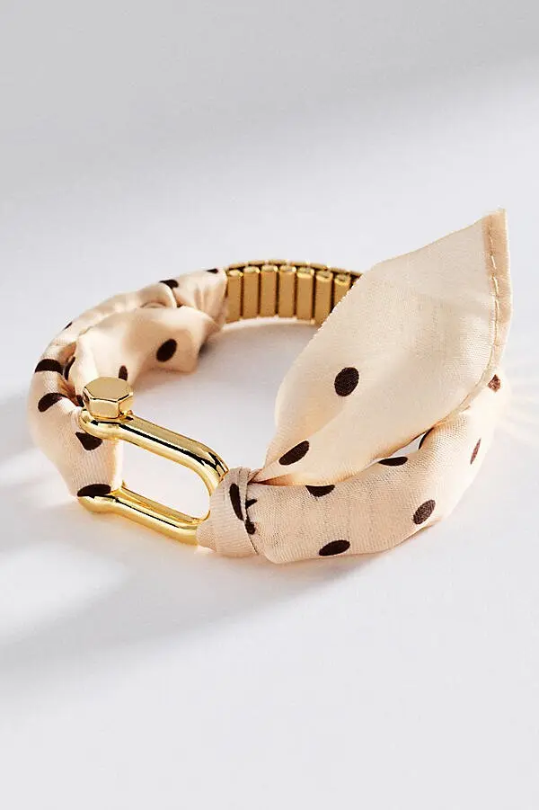 Anthropologie Printed Fabric Bracelet - Oyster