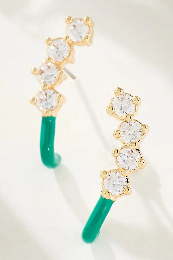 Anthropologie Crystal Stack Earrings - Green