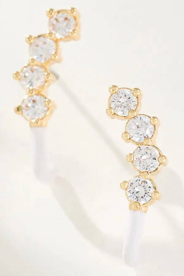 Anthropologie Crystal Stack Earrings - White