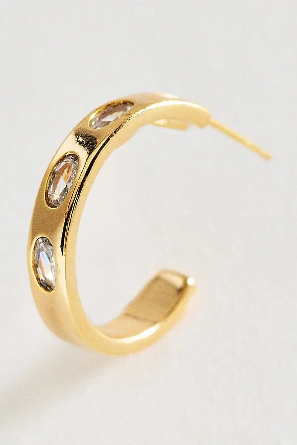 Anthropologie Pavé Embrace Hoop Earrings