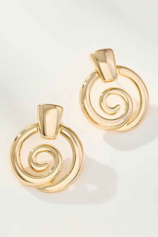 Anthropologie Swirl Post Earrings - Gold