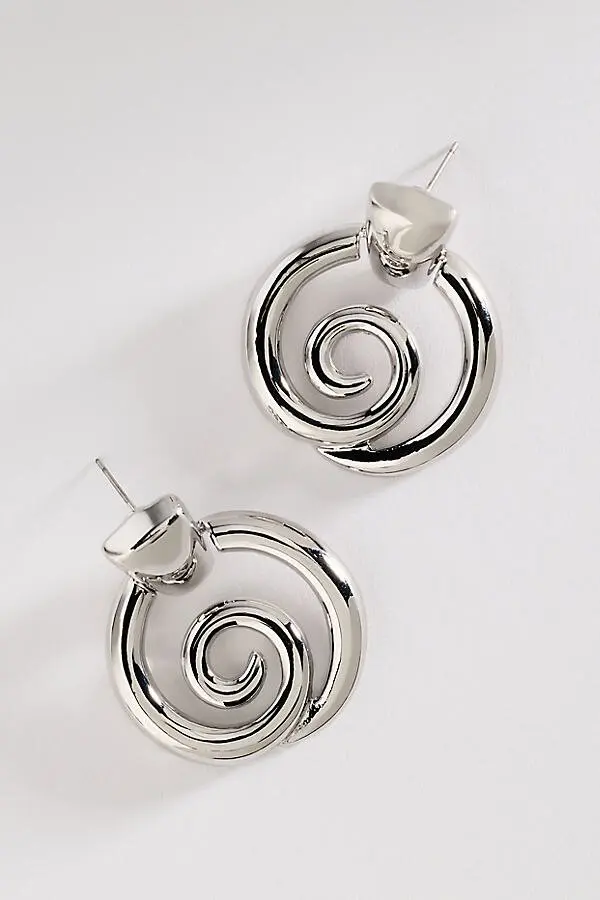 Anthropologie Swirl Post Earrings - Silver