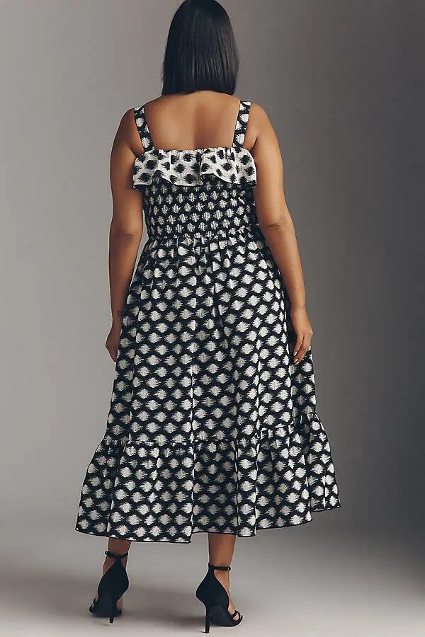MAUDE CLUB Melody Ruffled A-line Midi Dress