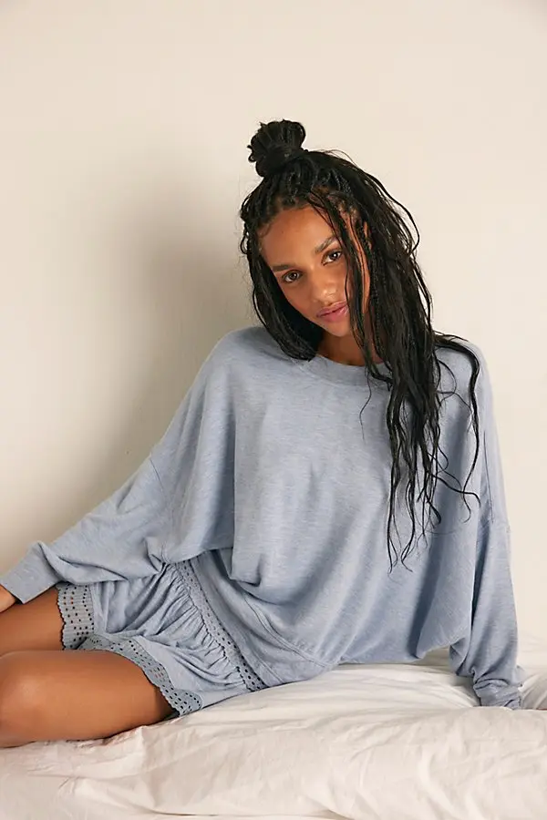 Free People Dream State Modal Pullover - Chambray Heather