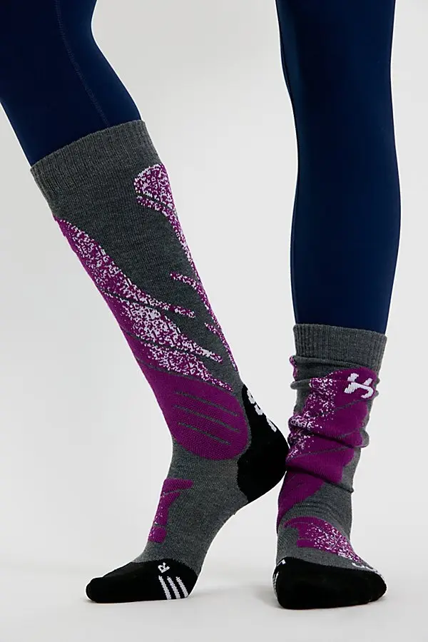 Uyn All Mountain Ski Socks - Medium Grey Melange/purple