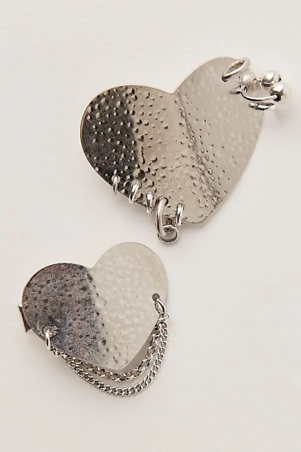 Free People Piercing My Heart Barrette Set - Silver