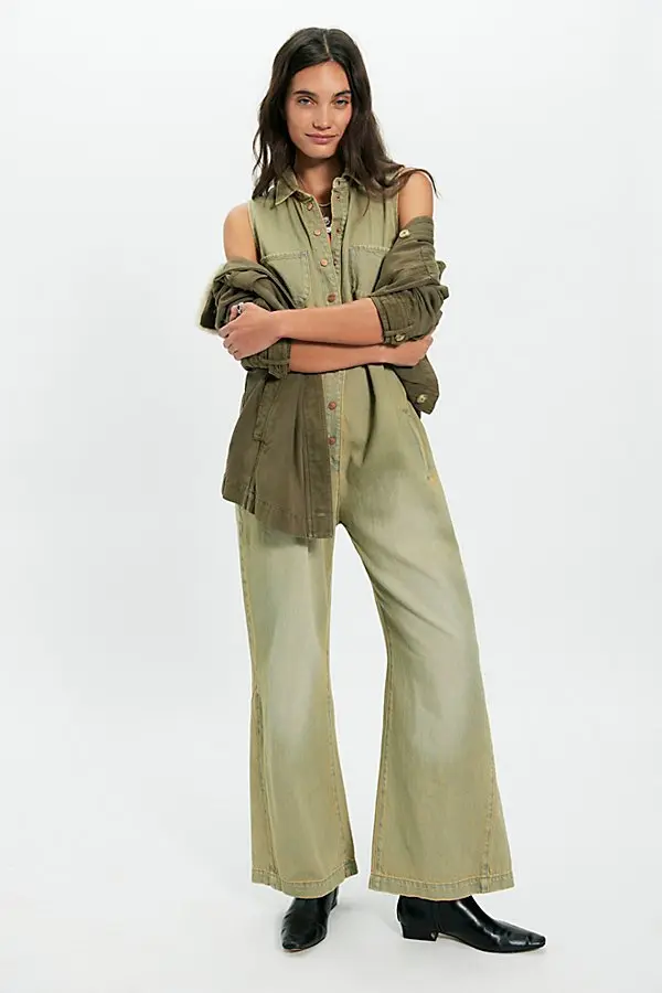 ONETEASPOON Braxton Wide-leg Jumpsuit - Warm Khaki