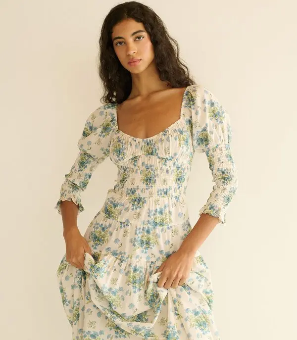 DÔEN Seraphina Lantana Floral Print Dress - Crème Lantana Floral