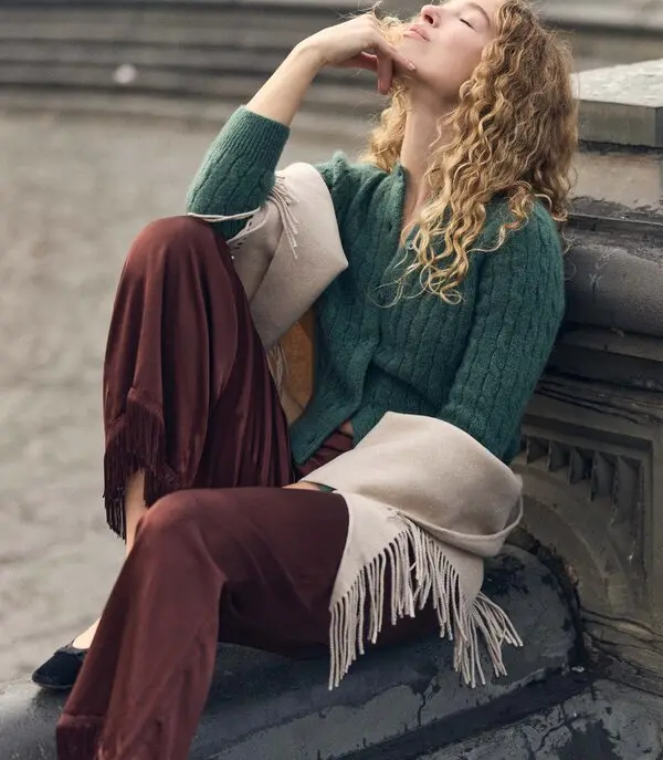 DÔEN Penrose Cable Knit Cardigan - Spruce