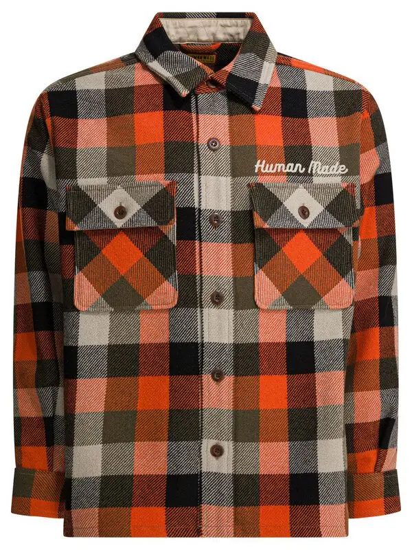 HUMAN MADE Checked Wool Overshirt Jacket - Orange