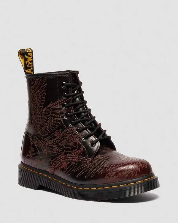 Dr. Martens 1460 Phoenix Arcadia Leather Boots - Red