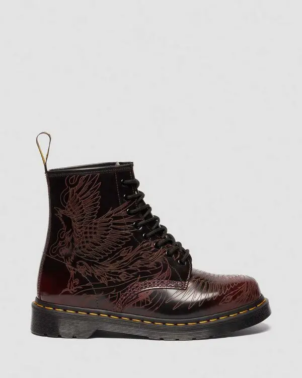 Dr. Martens 1460 Phoenix Arcadia Leather Boots - Red