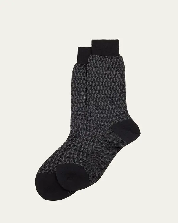 BRESCIANI Geometric Cotton-stretch Mid-calf Socks - Charcoal