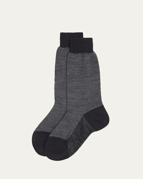 BRESCIANI Cotton Oxford Weave Mid-calf Socks