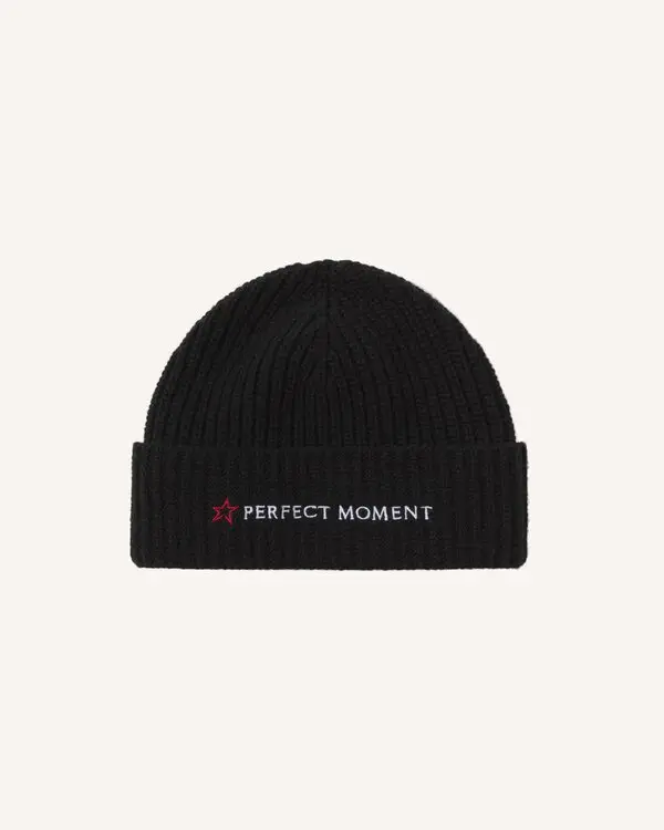 Perfect Moment Knitted Ribbed Beanie - Black