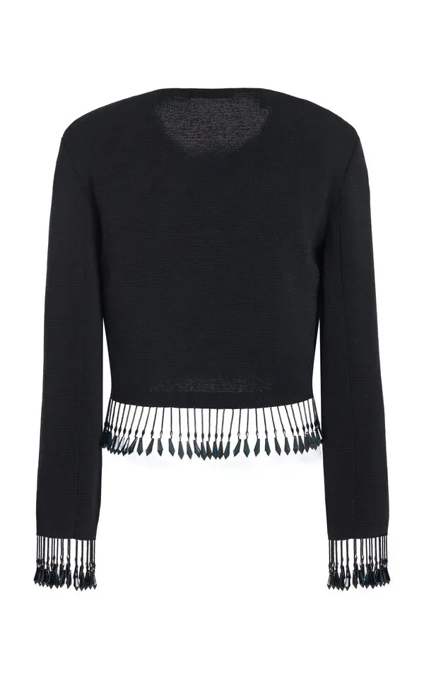BY MALENE BIRGER Shelly Beaded Fringe-trimmed Knit Jacket