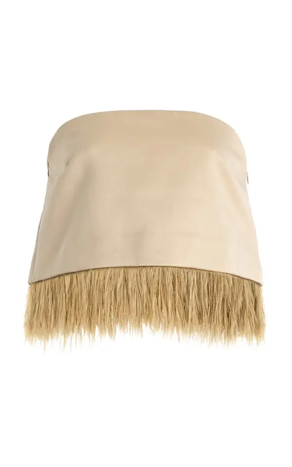 BY MALENE BIRGER Melva Feather-trimmed Strapless Cropped Top