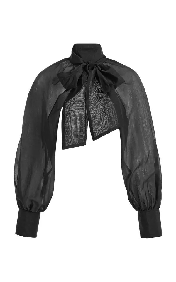 BY MALENE BIRGER Cotton-blend Bolero Top With Tie Detail - Black
