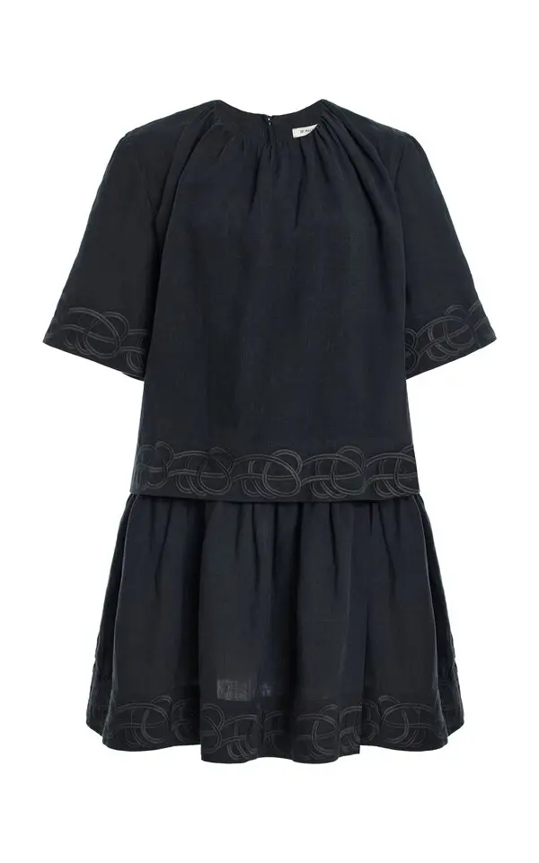 BY MALENE BIRGER Jania Tiered Linen Mini Dress - Black