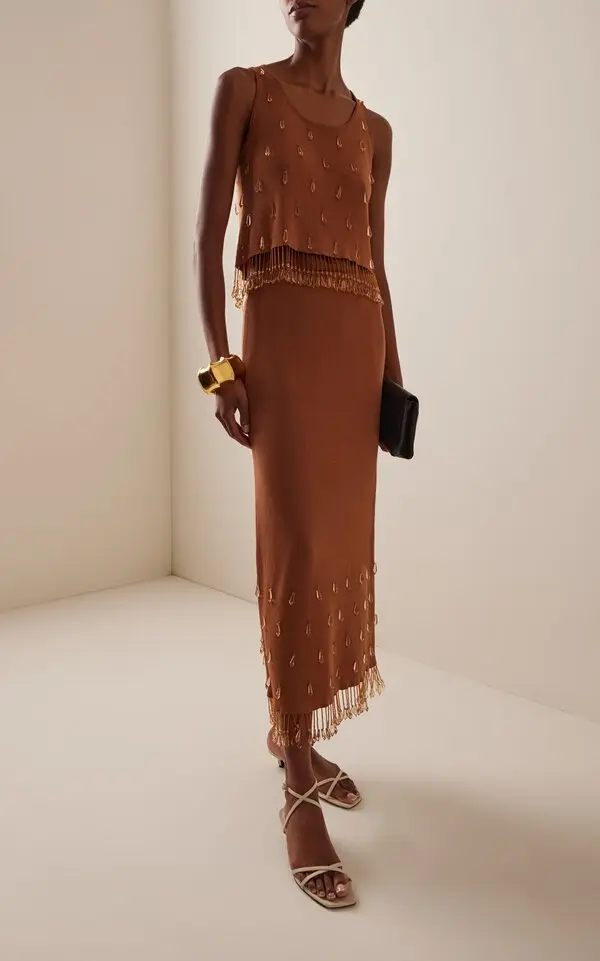 BY MALENE BIRGER Hysa Bead-embellished Tank Top - Bronze