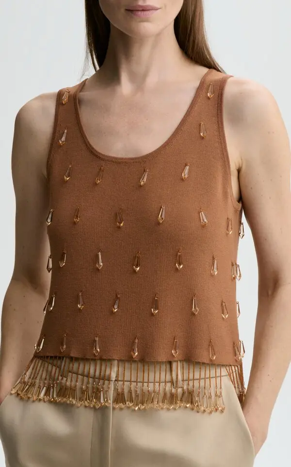 BY MALENE BIRGER Hysa Bead-embellished Tank Top - Bronze