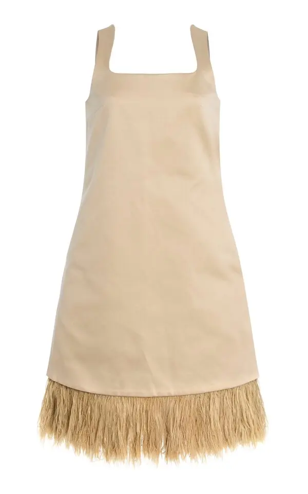 BY MALENE BIRGER Elva Feather-trimmed Mini Dress - Neutral