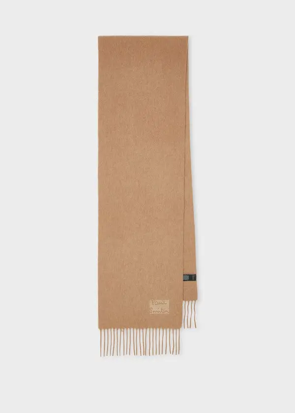 Paul Smith Tan Cashmere Logo Scarf - Brown