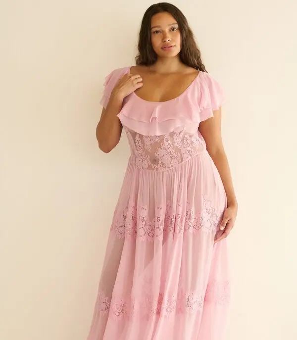 fatiha floral lace & chiffon dress Poppy Chiffon Floral Print Dress main image 0