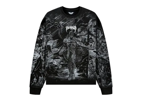 YOUNGLA X Batman Comic Long Sleeve Shirt - Black