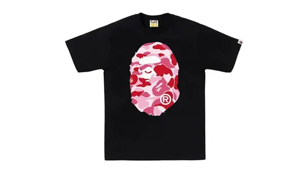 A BATHING APE Abc Camo Big Ape Head Tee Shirt - Black/pink