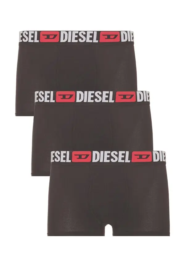 DIESEL Three-pack Of All Over Logo Waist Boxers In Black - Solid & Black
