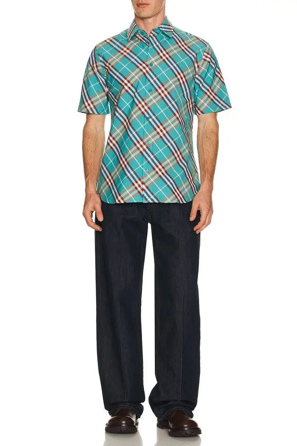 Burberry Robert Check Shirt In Blue - Atom Blue Check