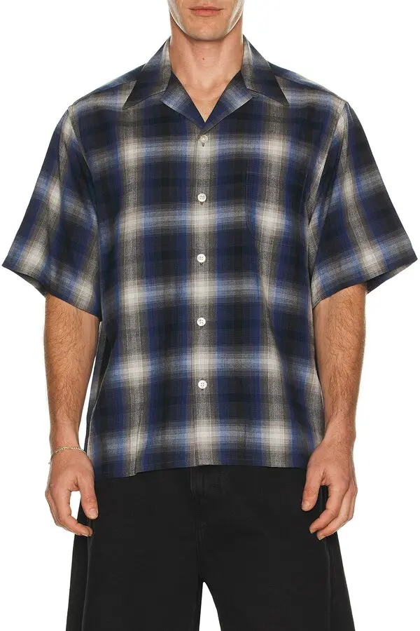 WACKO MARIA Ombre Check Open Collar Shirt