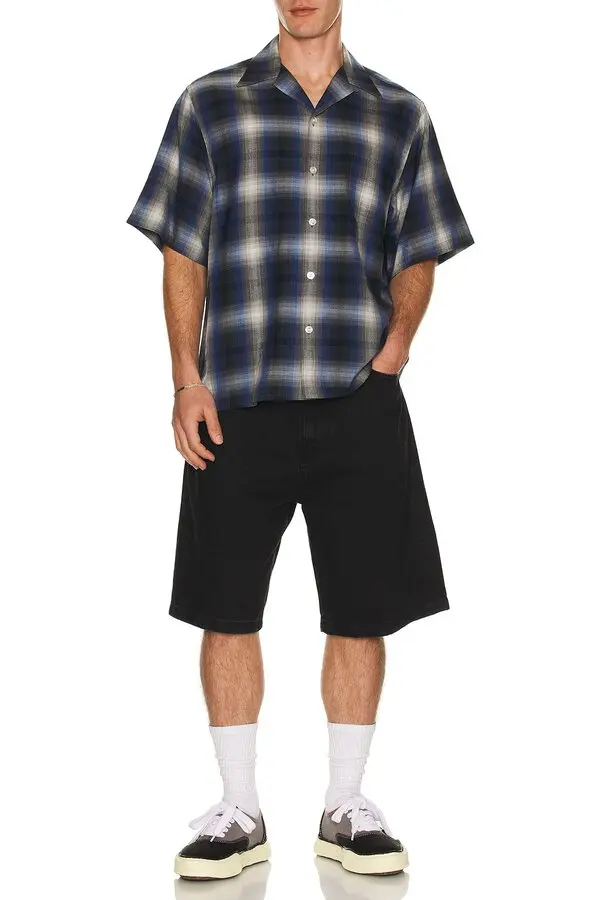 WACKO MARIA Ombre Check Open Collar Shirt